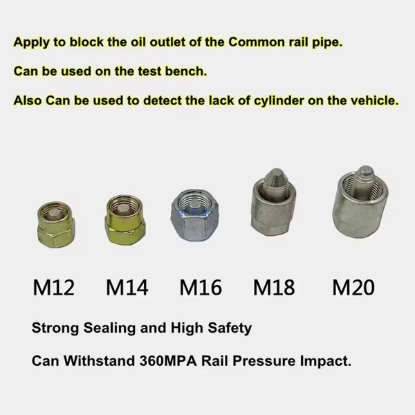 Diesel Common Rail M12 14 16 18 20 Fuel Injector Cap Block Off Tool fo