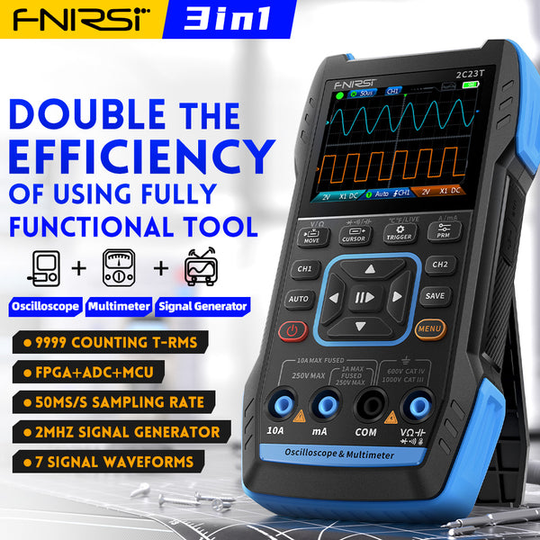 FNIRSI 2C23T 3 in 1 Handheld Oscilloscope Multimeter+Function Signal G – VXDAS Official Store