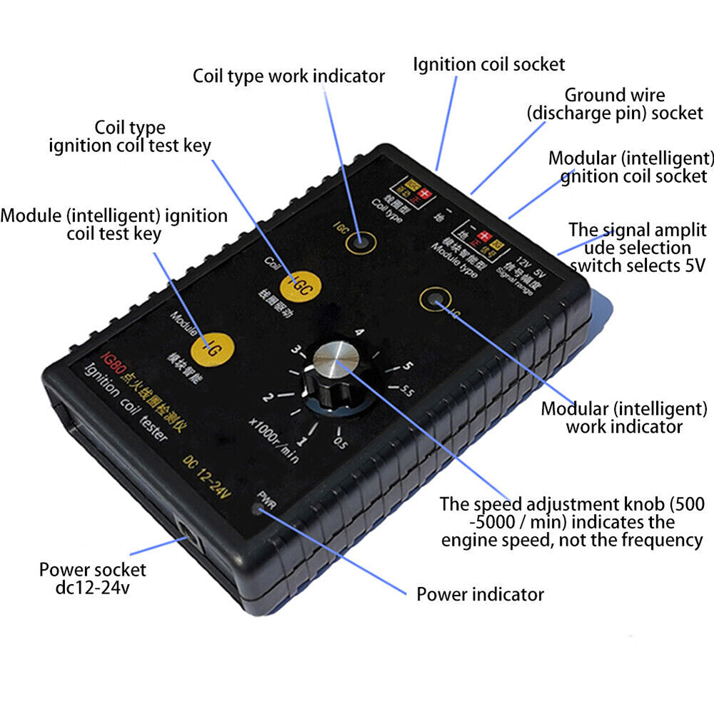 IG80 Automotive Ignition Coil Tester DC 12-24V
