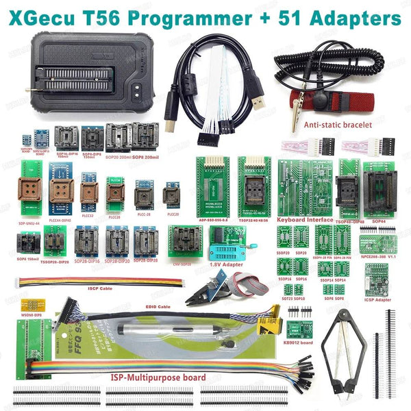 XGecu T56 Universal Programmer +51 Adapters for SPI NAND Flash/EMMC – VXDAS Official Store