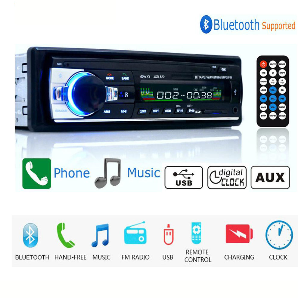 Autoradio 12V JSD-520 Car Radio Bluetooth 1 din Car Stereo Player AUX ...