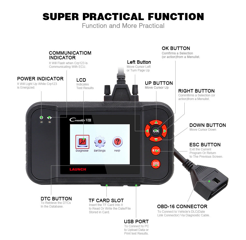 Launch X431 Creader VIII CRP129 Comprehensive OBD Auto Diagnostic Tool – VXDAS Official Store