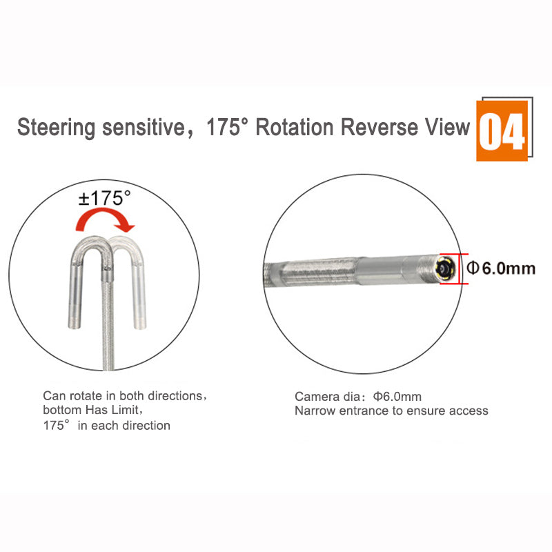 Portable Two-way Rotating Head Industrial Borescope with Waterproof In ...
