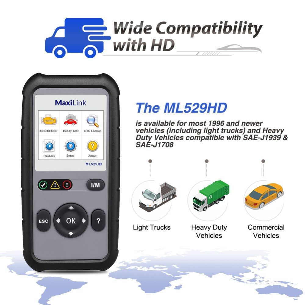 Autel MaxiLink ML529HD Car Diagnostic Tool Full EOBD OBD2 Scanner ...