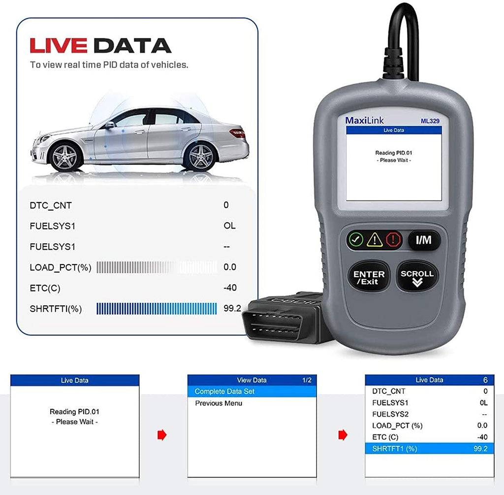 Autel MaxiLink ML329 OBD2 Code Reader AutoVin Function Engine Fault CAN ...