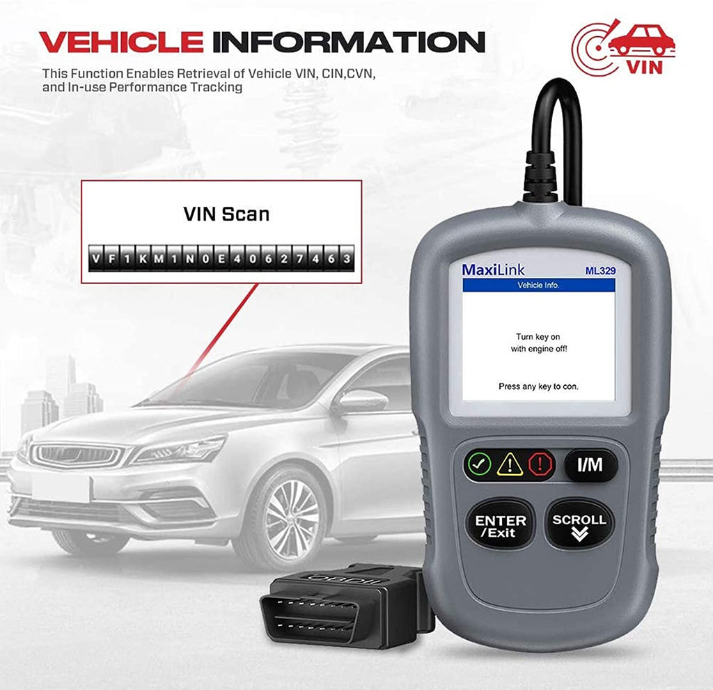 Autel MaxiLink ML329 OBD2 Code Reader AutoVin Function Engine Fault CAN ...