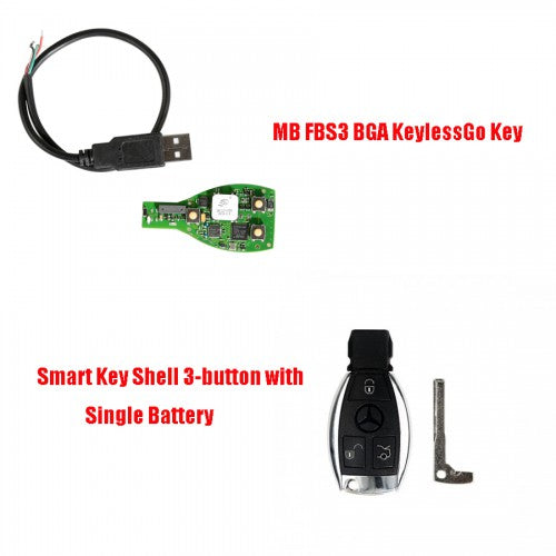 Benz Smart Key Shell with Single Battery+MB FBS3 BGA Keyless Go Key ...