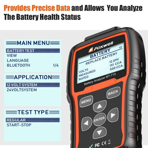 Foxwell BT-715 Battery Analyzer BT715 Support 12V & 24V Replaced Foxwe ...