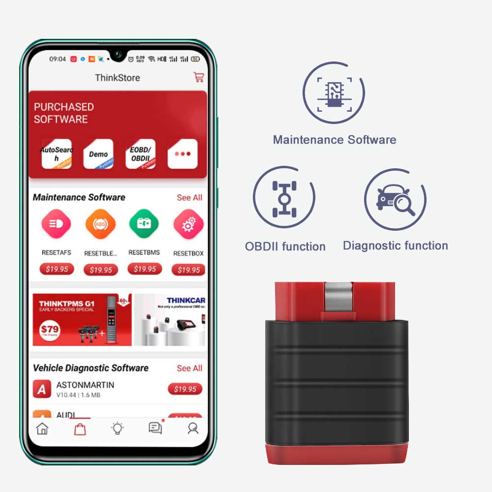 Original ThinkCar Pro Thinkdiag Mini Bluetooth Scanner OBD2 Full System ...