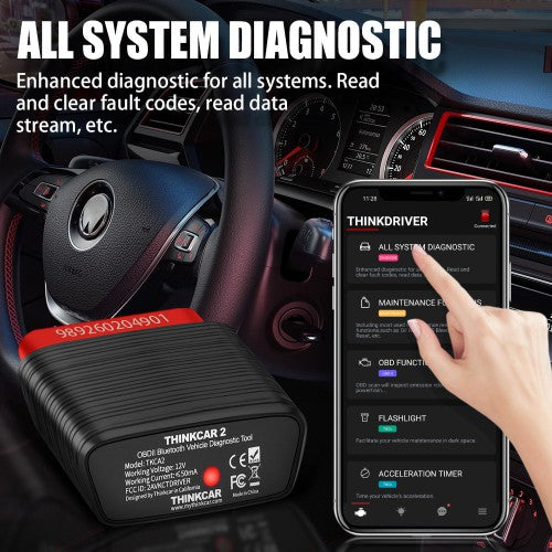 Original Thinkcar 2 Thinkdriver Bluetooth Full System OBD Diagnostic ...