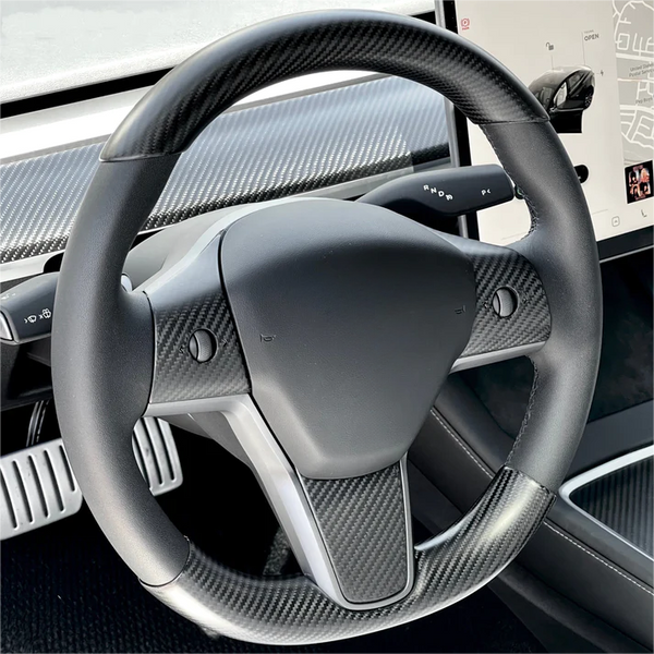 Model 3 / Y Steering Wheel Middle Trim Cover - Carbon Fiber Interior ...