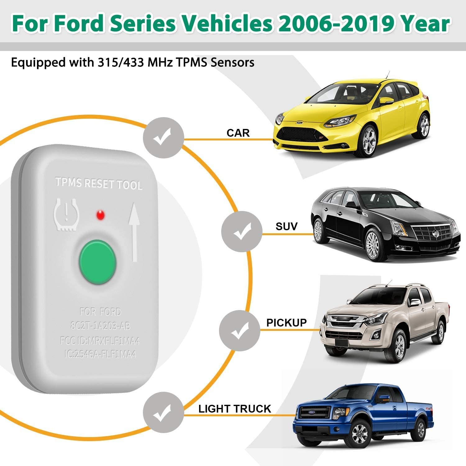 VXDAS EL-50449 Auto Tire Pressure Monitor Sensor TPMS Relearn Reset Ac