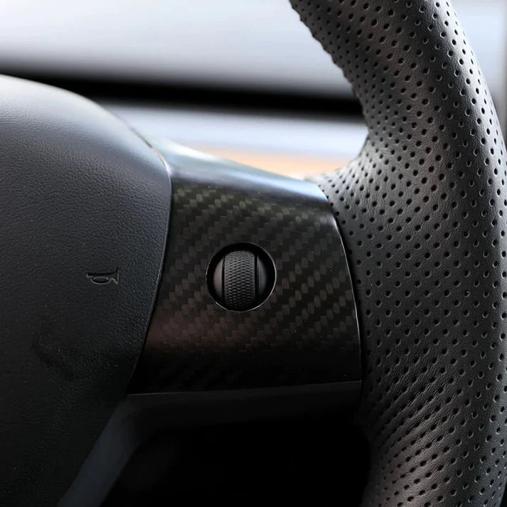 Model 3 / Y Steering Wheel Middle Trim Cover - Carbon Fiber Interior