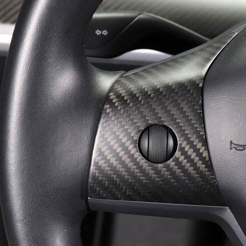 Model 3 / Y Steering Wheel Middle Trim Cover - Carbon Fiber Interior