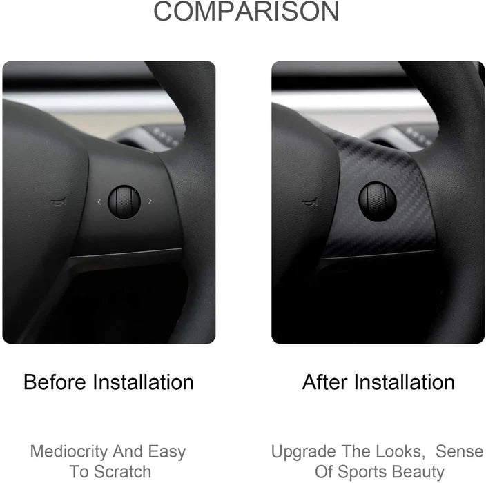 Model 3 / Y Steering Wheel Middle Trim Cover - Carbon Fiber Interior ...
